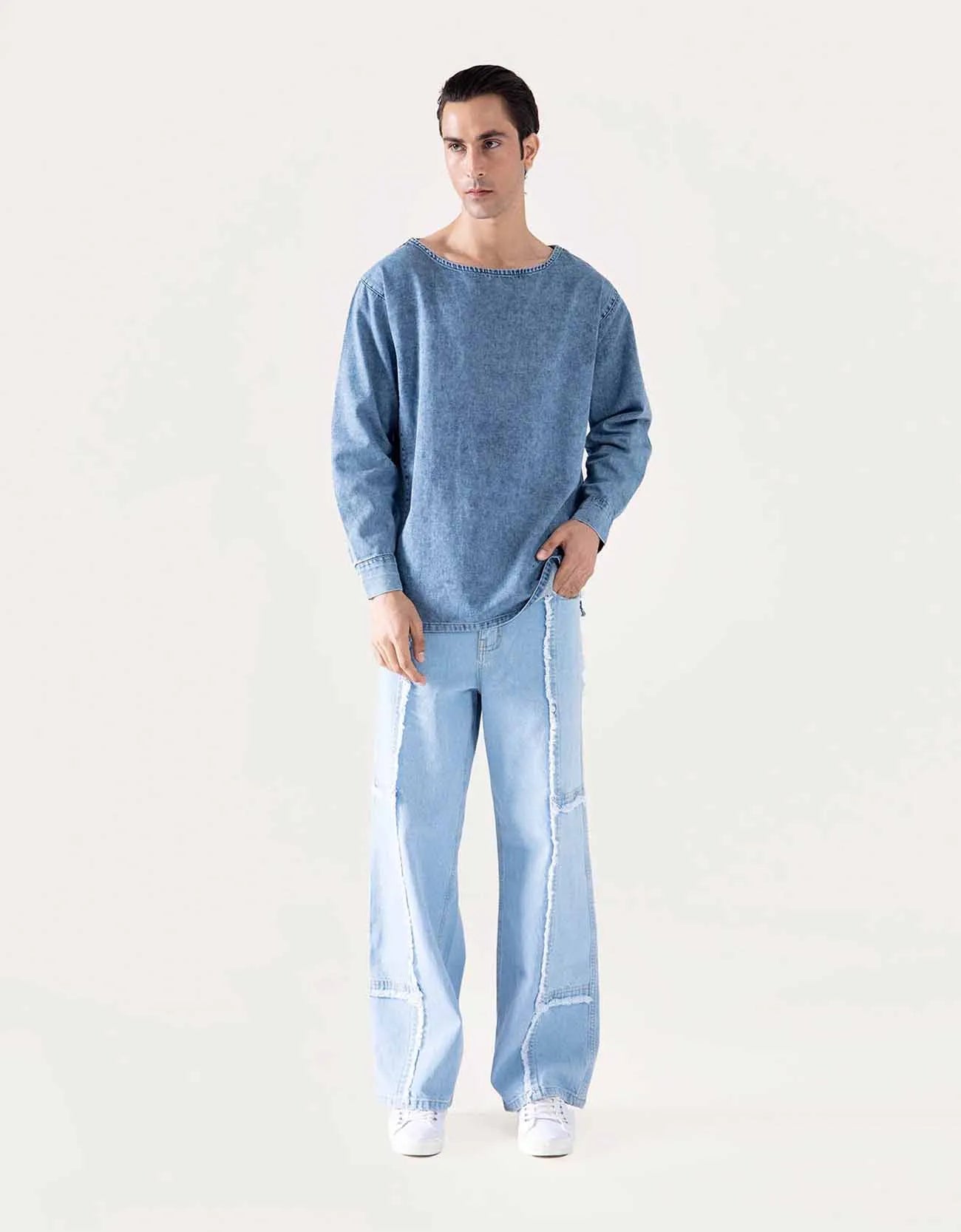 DENIM CREW NECK SHIRT – Naya Dour